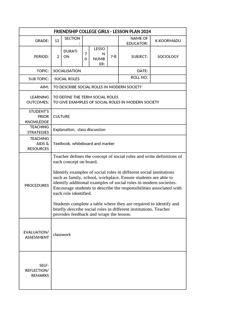 L4 Social Roles | PDF