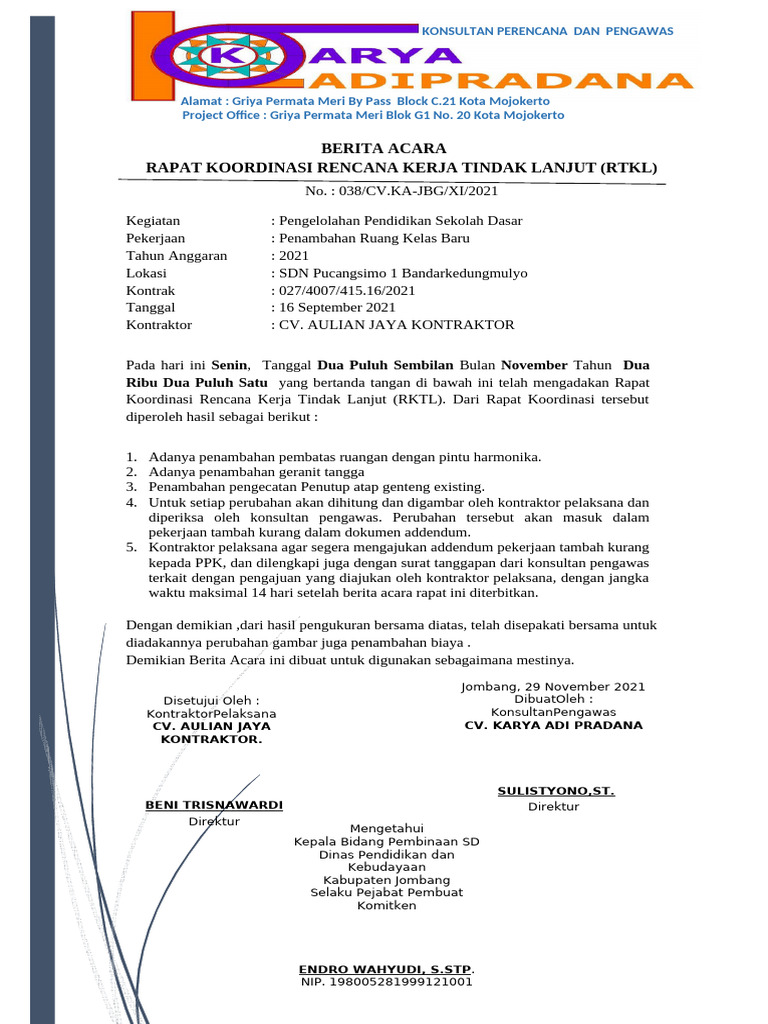 BA. Rapat Koordinasi | PDF