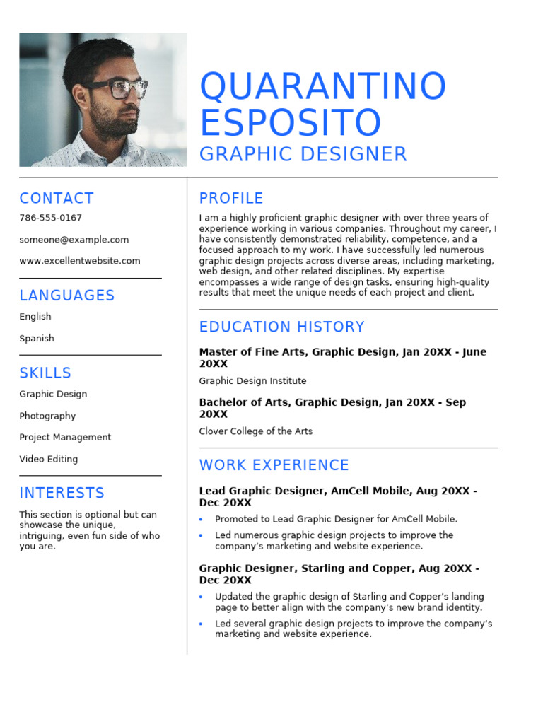 White minimalist graphic designer resume | PDF