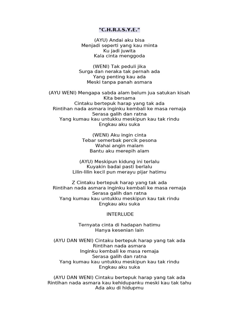 Chrisye Lirik | PDF