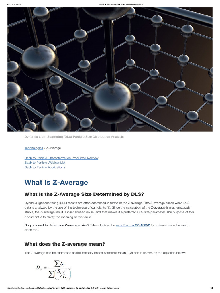 What Is The Z-Average Size Determined by DLS | PDF
