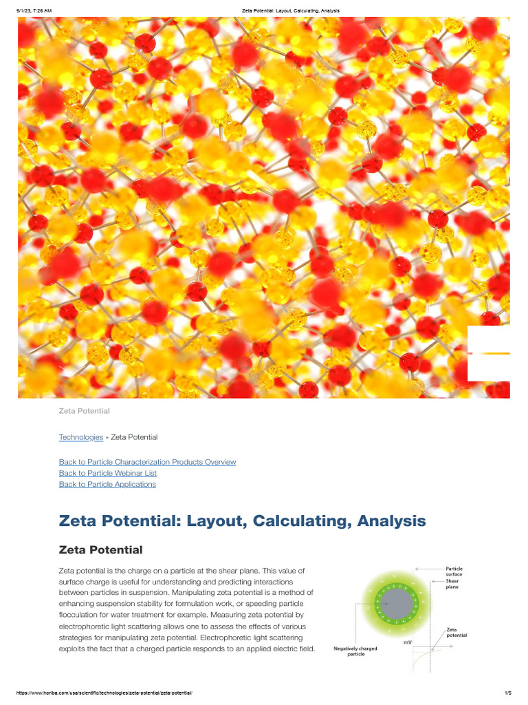 Zeta Potential - Layout, Calculating, Analysis | PDF