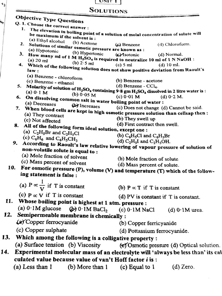 Objective of Chemistry Class 12th | PDF