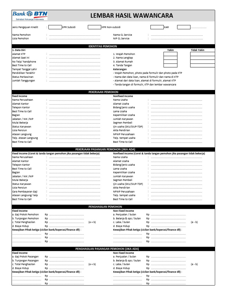 Form Wawancara BTN | PDF