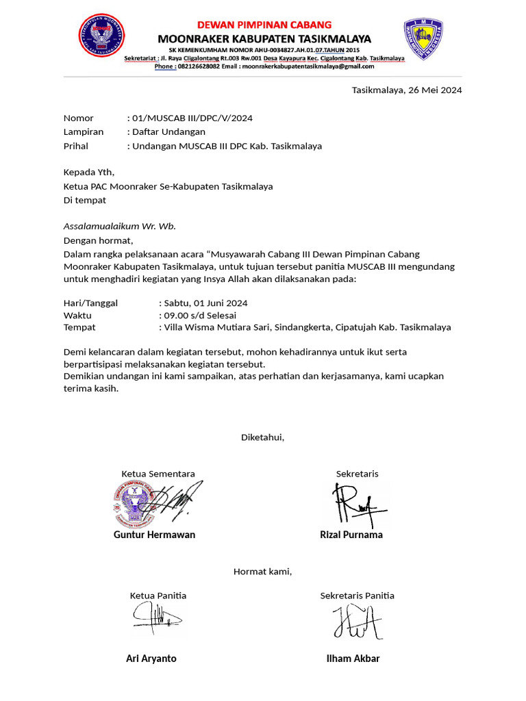 Surat Undangan MUSCAB III | PDF