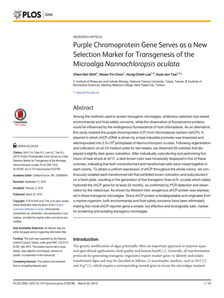 Purple Chromoprotein Gene Serves As A New Selectio | PDF