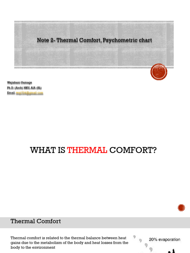 Note 2 - Thermal Comfort and Psychometric Chart | PDF