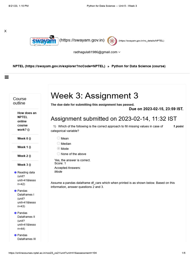 Python for Data Science - - Unit 5 - Week 3 | PDF