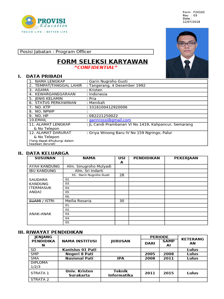 Screening Form Pdf
