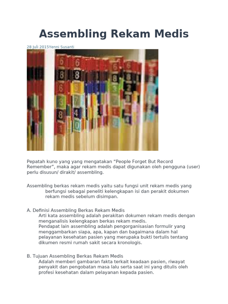 Assembling Rekam Medis | PDF