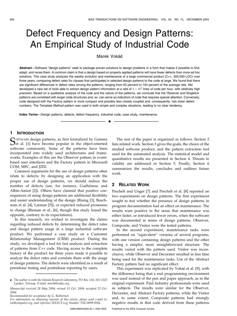 Defect Frequency and Design Patterns | PDF