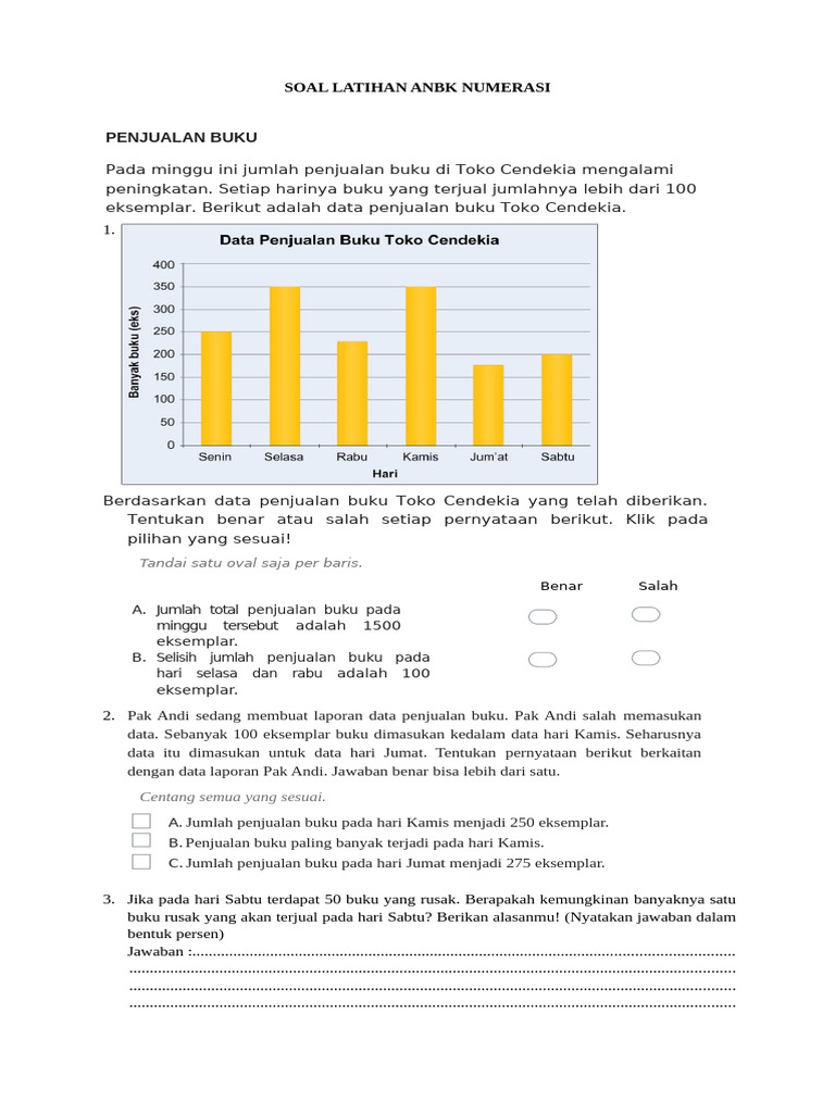 Soal Latihan Anbk Numerasi Pdf