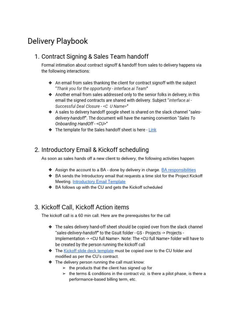Delivery Playbook | PDF