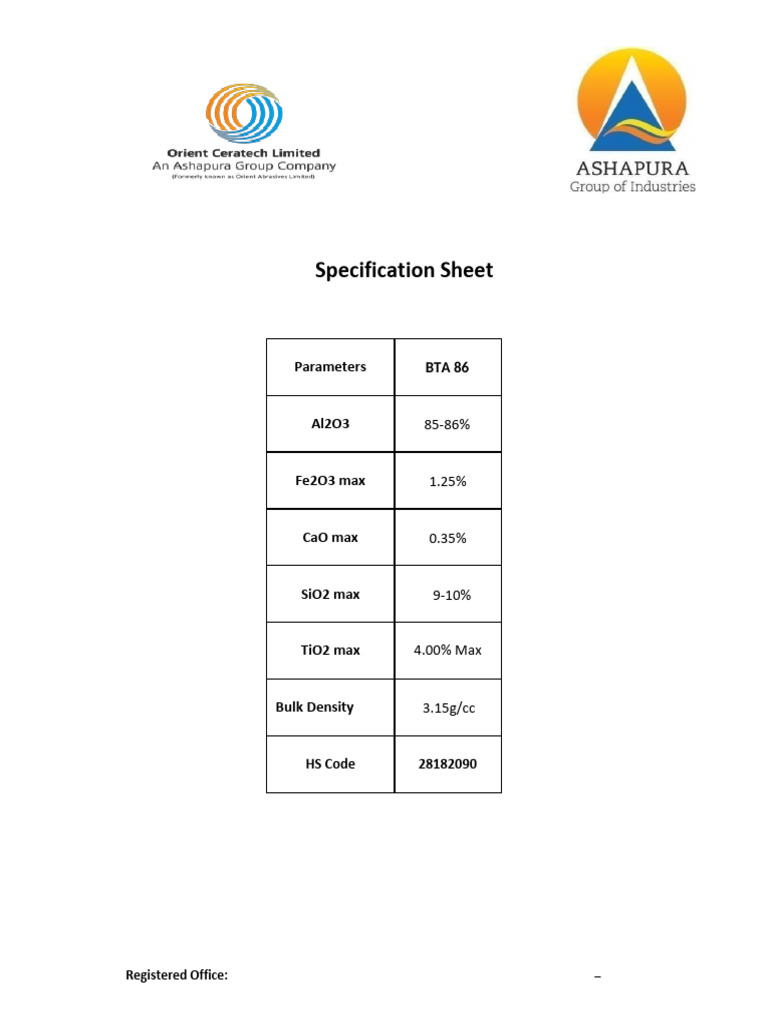 BTA 86 Specification Sheets | PDF