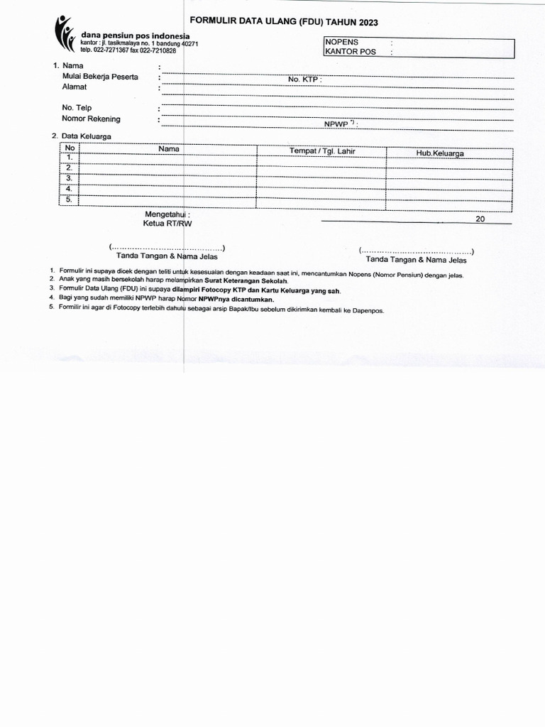 Formulir FDU - 000089 | PDF