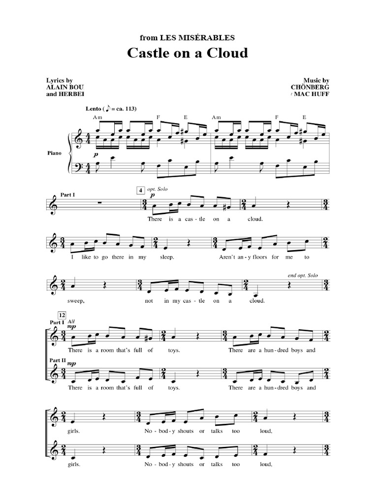 Castle On A Cloud - 2 Parts Singing (Leadsheet) | PDF