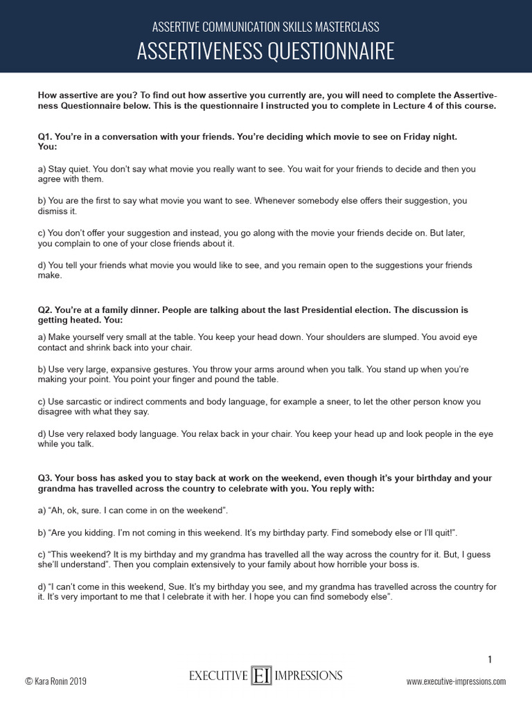 (ACMC) Assertiveness Questionnaire | PDF