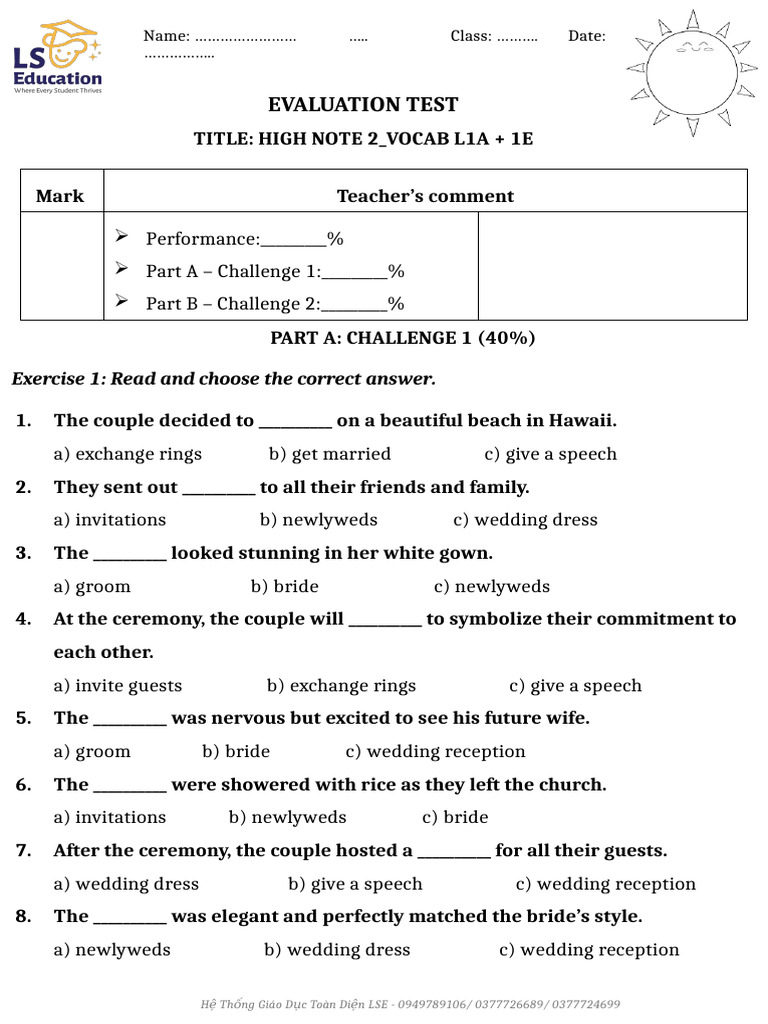 High Note 2 - Minitest - L1A + 1E Vocab | PDF