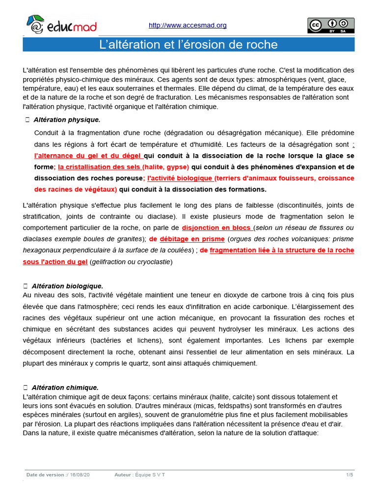 Alteration Et Erosion | PDF