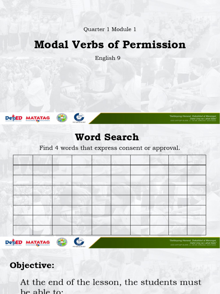 1st Q Lesson 1 Modal Verbs of Permission | PDF