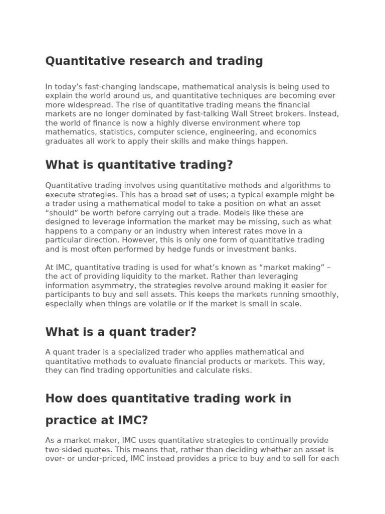 Algo & Quant Trading | PDF