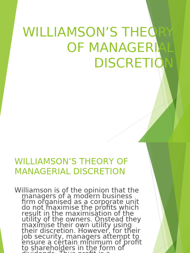Williamson's Theory of Managerial Discretion | PDF
