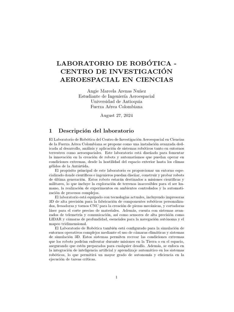 Informe Laboratorio de Robótica | PDF