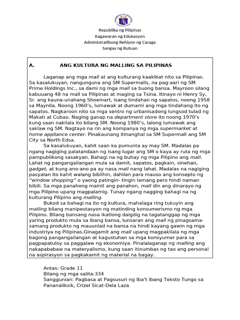 Pagbasa PhilIRI Grade 11 | PDF | Social Science | Foreign Language Studies