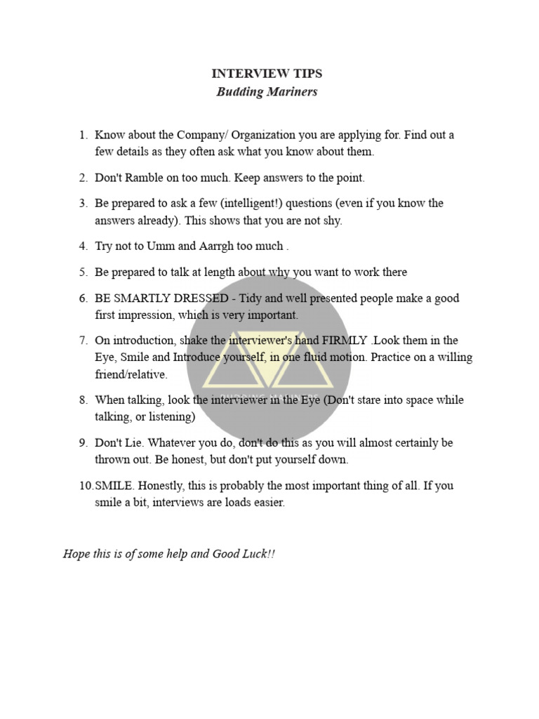 Interview Tips | PDF