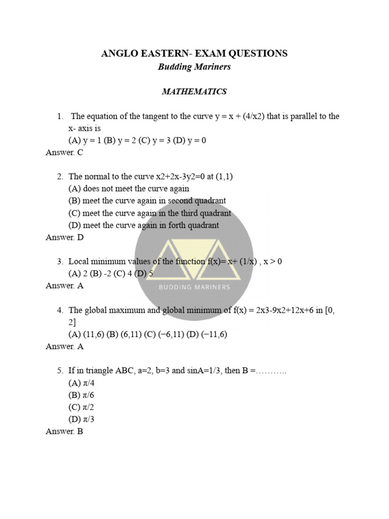 Anglo Eastern EXAM QUESTIONS | PDF