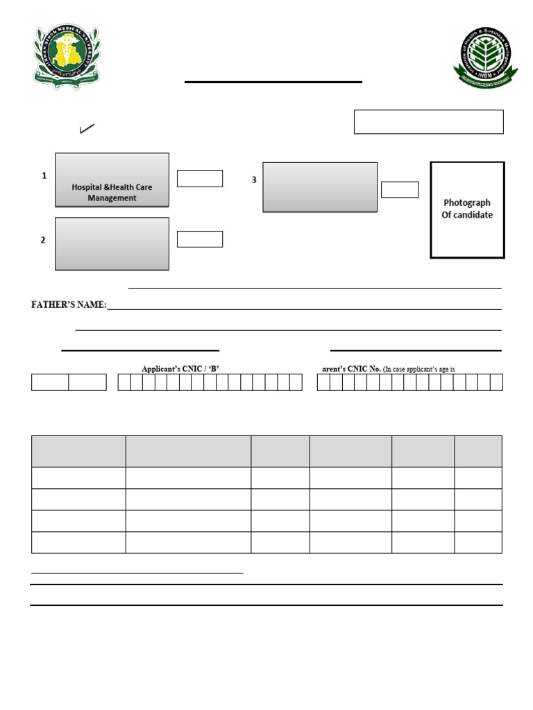 Application Form With Voucher MBA and BBA | PDF