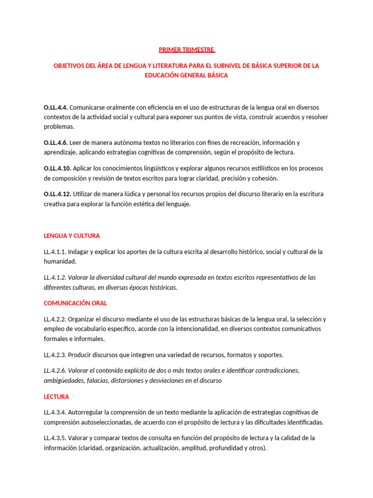 Destrezas LL 1T Egb | PDF