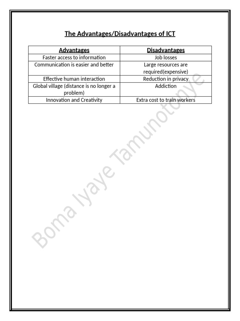 The Advantages and Disadvantages of ICT (ICT Exam) | PDF The Advantages and Disadvantages of ICT (ICT Exam) | PDF