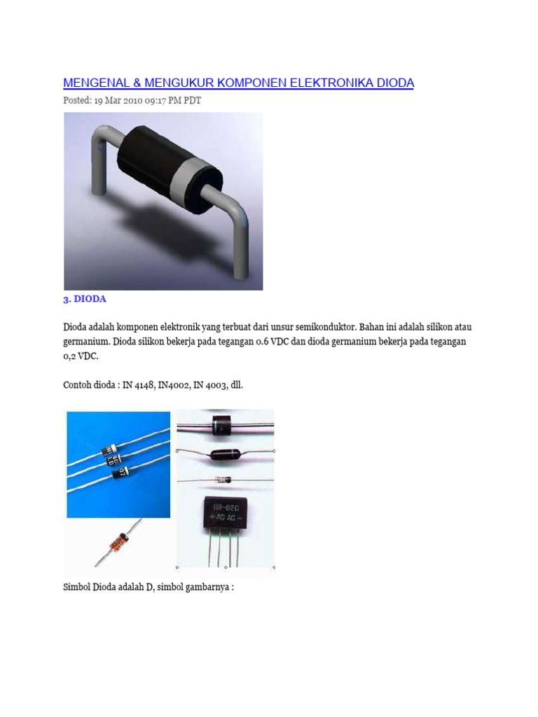 Mengenal & Mengukur Komponen Elektronika Dioda | PDF