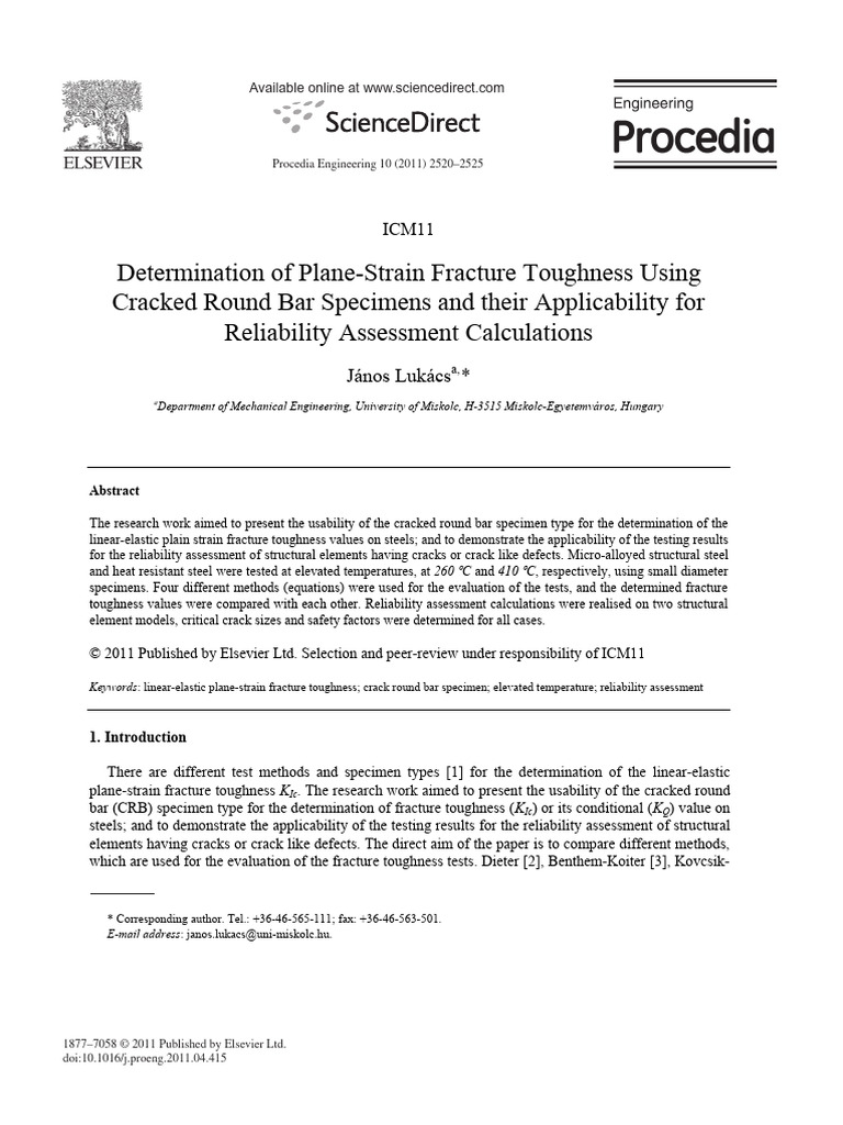 Round, Specimens, Calculations - 2011 - Procedia Engineering ...