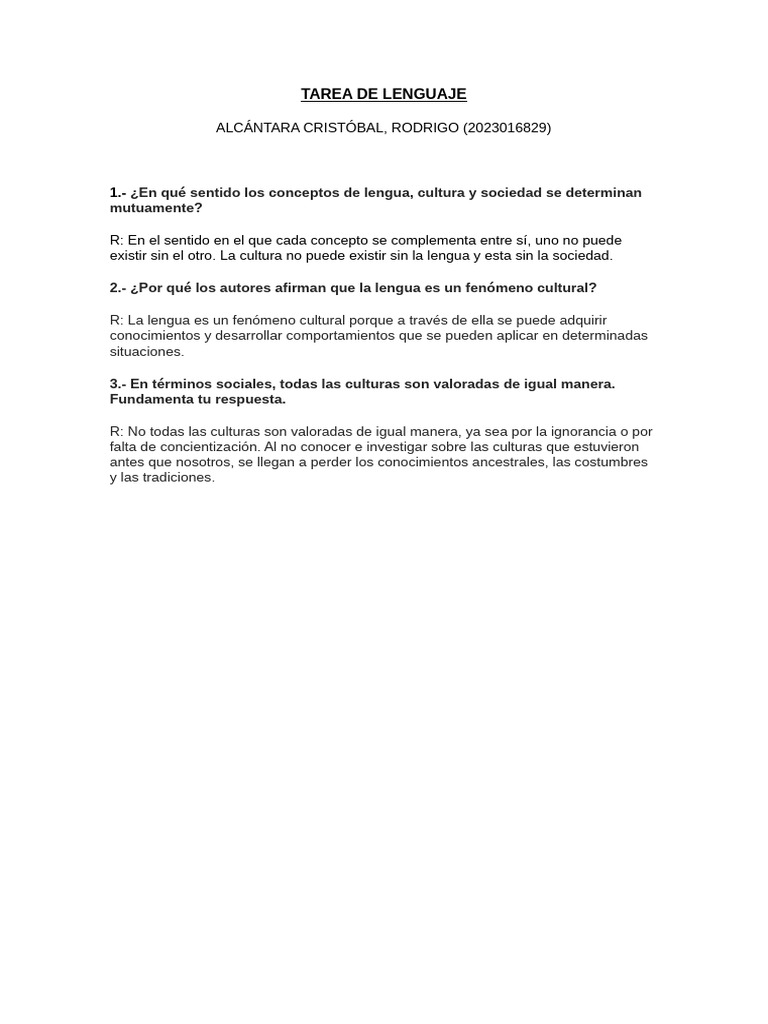 Tarea de Lenguaje | PDF