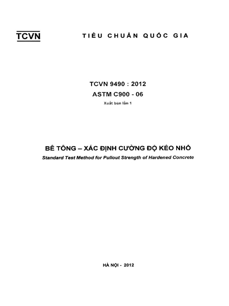 TCVN 9490 2012 - Be Tong - Xac Dinh Cuong Do Keo Nho | PDF