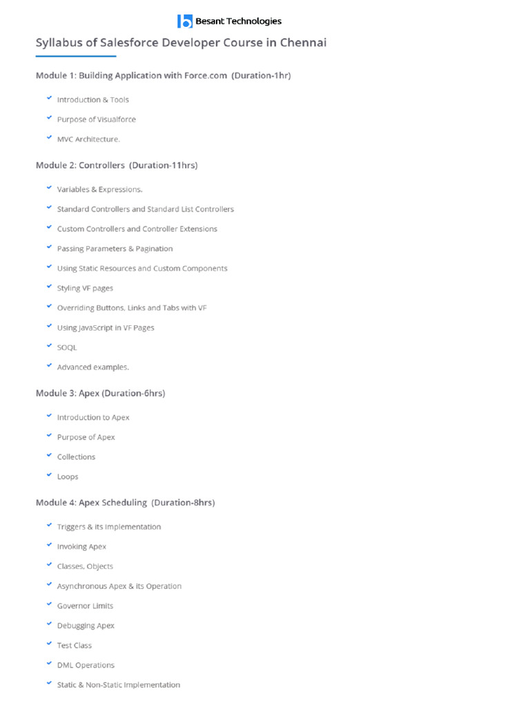 Salesforce Developer Course Syllabus | PDF