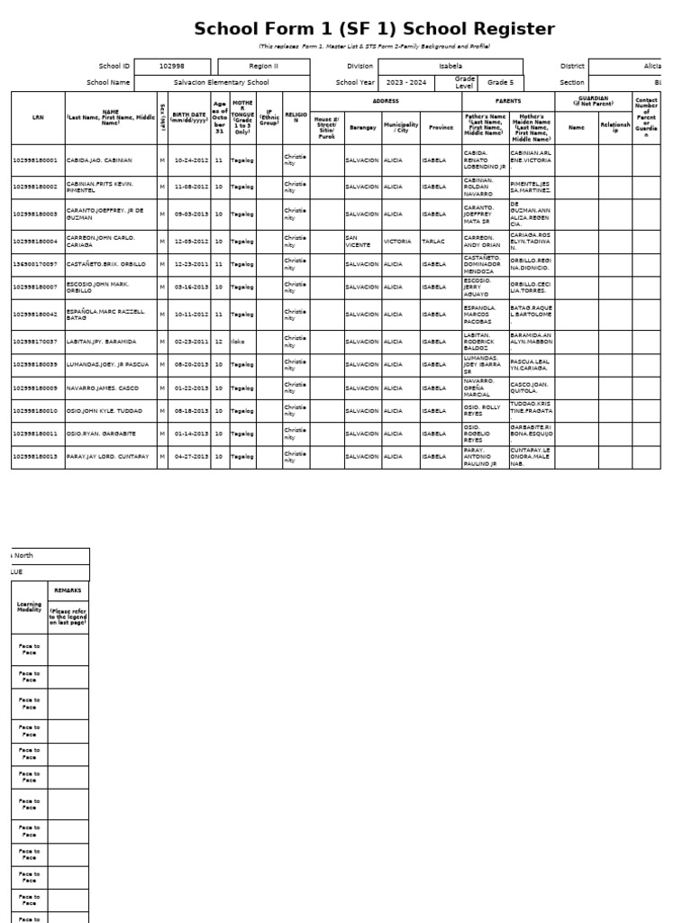 SF1 - 2023 - Grade 5 - BLUE | PDF