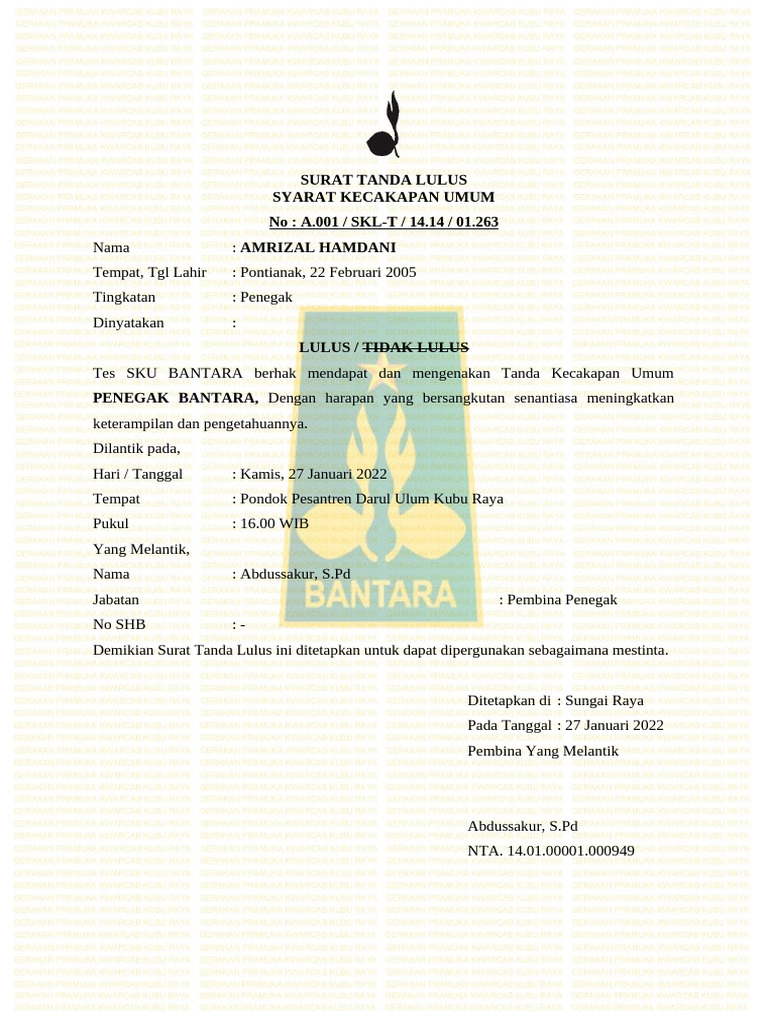 Surat Tanda Lulus | PDF