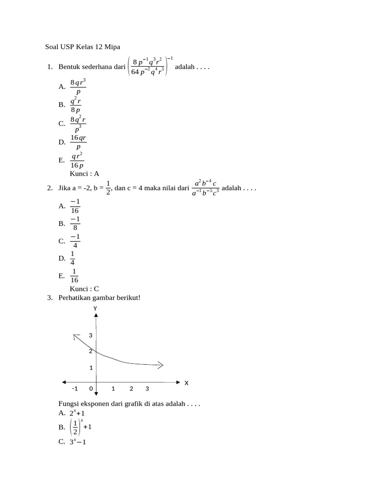 Soal USP Kelas 12 Mipa | PDF