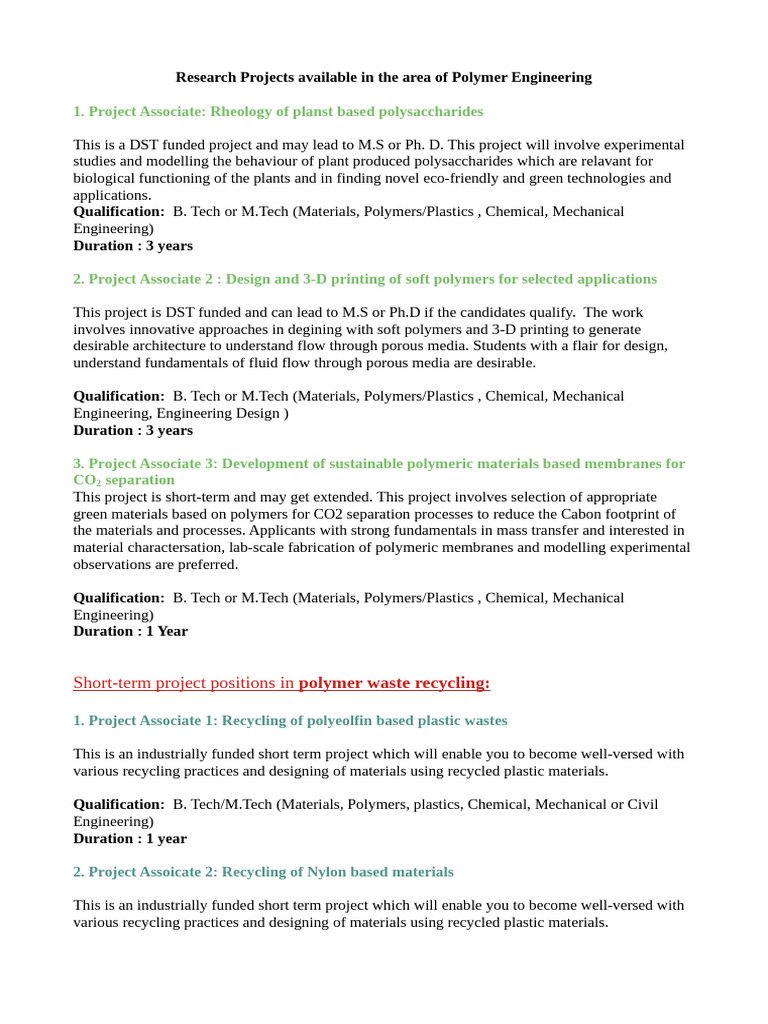 Project Positions Advt | PDF