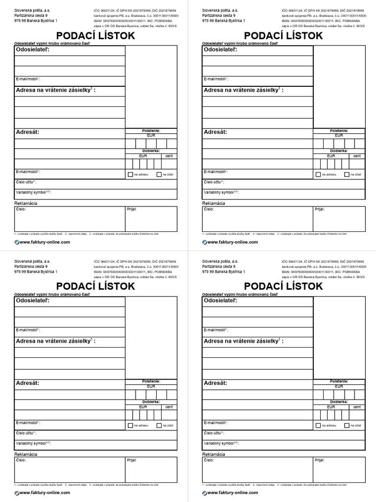 Podacie Listky 4 Tlacivo | PDF
