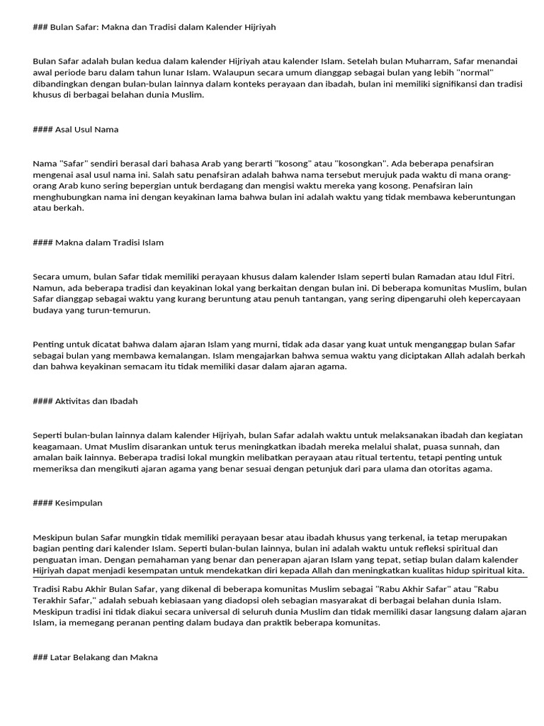 Bulan Safar | PDF