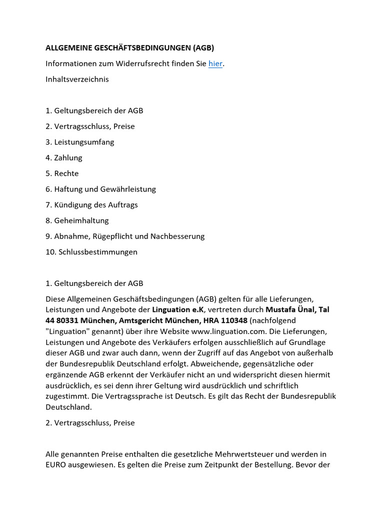 Linguation AGB | PDF | Law