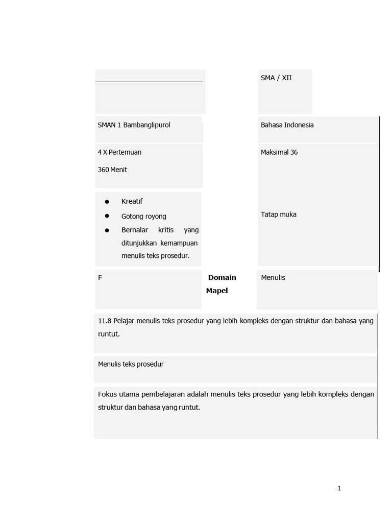 PMM Modul Ajar Bahasa Indonesia - Menulis Teks Prosedur - Fase F | PDF