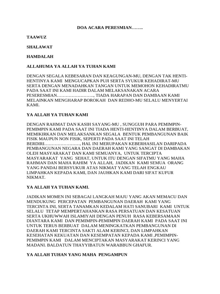 Doa Acara Peresmian | PDF