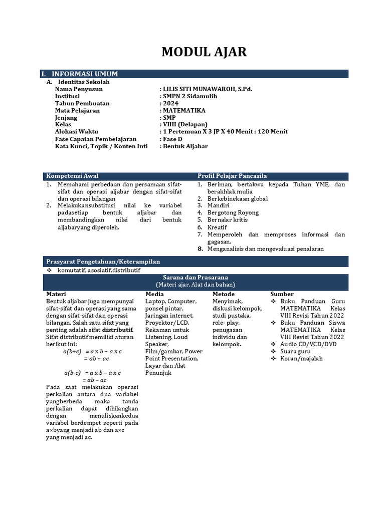Modul Ajar Pertemuan Ke 1 | PDF