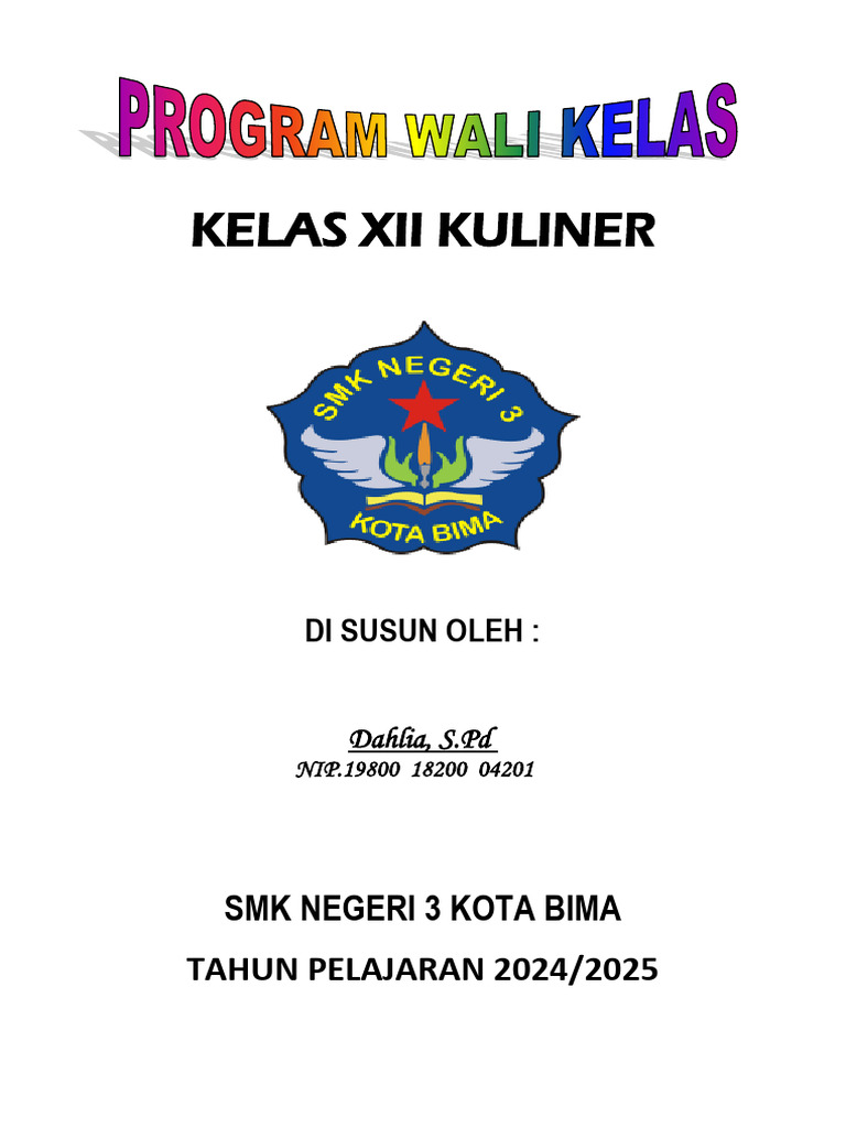 PROGRAM KERJA WALI KELAS XII KULINER 2024-2025 | PDF