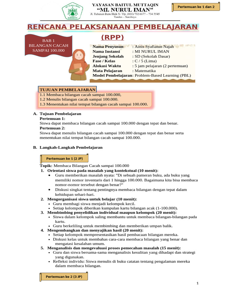 RPP MTK Bab 1.1 | PDF